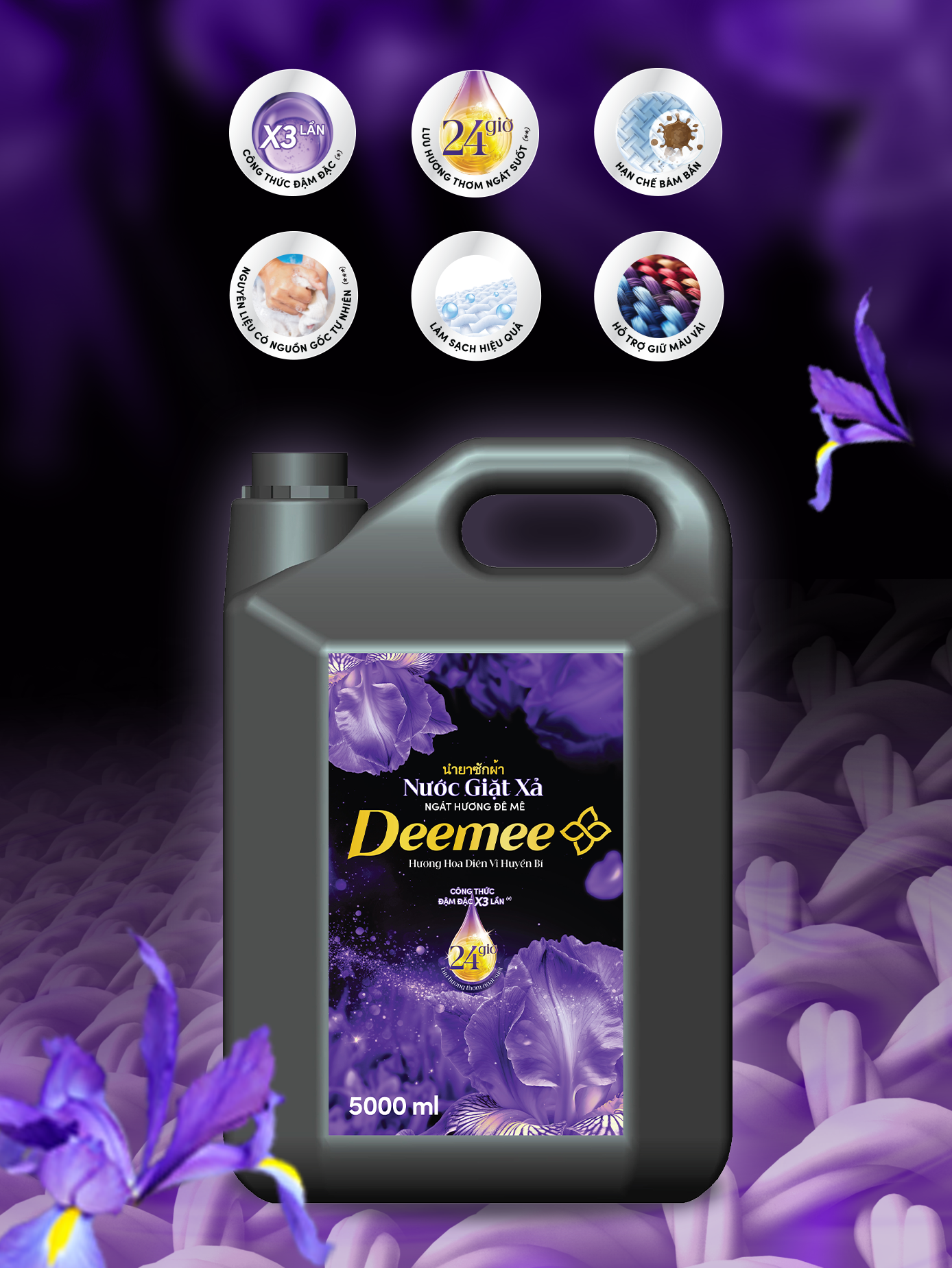 Nước Giặt Xả Deemee Hương Hoa Diên Vĩ 5000ml